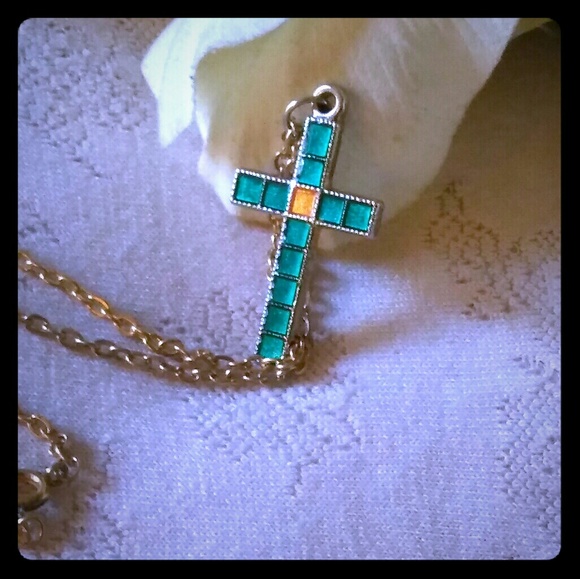 Jewelry | Vintage Enamel Inlay Cross Necklace | Poshmark